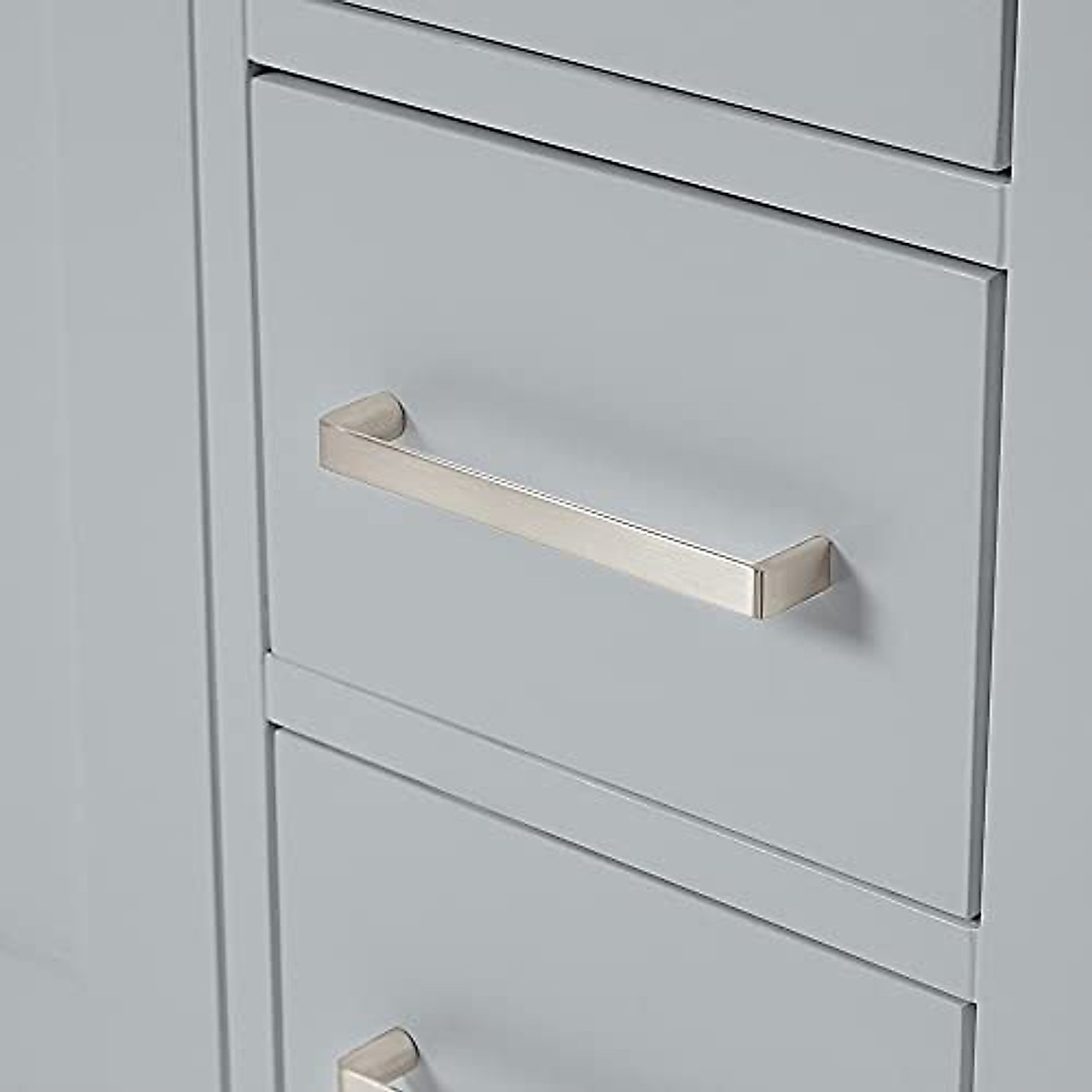 ARIEL 60" Grey Double Bathroom Vanity Base Cabinet, Double Sink Configuration, 4 Soft Closing Doors, 6 Full Extension Dovetail Drawers, Brushed Nickel