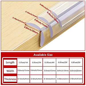 Baby Proofing Edge Guards- Edge Protector Strip for Kids, 6.6Ft(2m) Soft Clear Silicone & PVC Pre-Taped Adhesive Furniture Edge and Corner Guards with Adhesion Promotor, for Table, Cabinets, Drawers