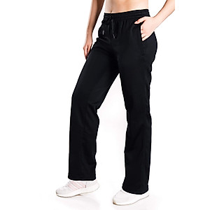 Yogipace Extra Tall Women's Water Resistant Thermal Fleece Pants Winter Lounge Running Sweatpants with Pockets,37",Black,M
