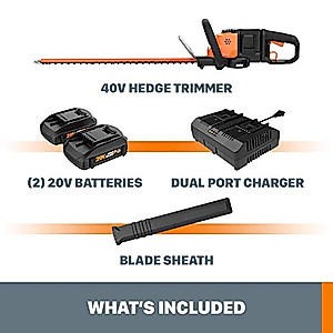Worx WG284 40V Power Share 24" Cordless Hedge Trimmer (Batteries & Charger Included)