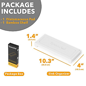 SpaceAid DryingNeat Sink Organizer, Instant Dry Sink Caddy Organizers, Kitchen Sponge Soap Holder Dispenser, Countertop Fast Drying Counter Tray Rack (Bamboo Rack, White)