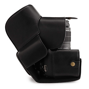 MegaGear MG1607 Ever Ready Leather Camera Case compatible with Canon EOS Rebel T7 (18-55mm), 2000D (18-55mm) - Black