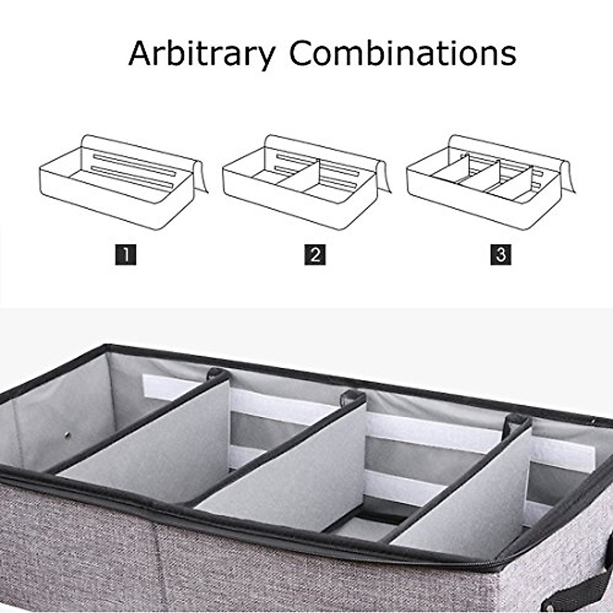 Under Bed Storage Organizer Clothes Containers Shoe Box Sturdy Foldable Bags With Handles And Adjustable Dividers For Shoes, Clothes, Toys, Blankets and Household Items 2Pcs (Beige)