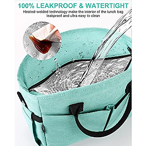 Glantop Insulated Lunch Bags for Women, Extra Large Lunch Tote Box with Shoulder Strap, Water Bottle Holders and Side Pockets, Leakproof Cooler Lunch Bag for Work Picnic Camping School Beach