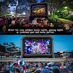 16 FT Inflatable Projector Screen for Outdoor Movies - Easy Setup Blow-Up Screen with Quiet Fan for Outdoor Movie Nights, Backyard Events, and Parties (Dual Support)