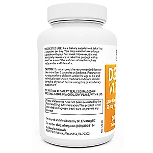 Dr. Berg's D3 K2 Vitamin 5000 IU w/ MCT Oil - Clean Ingredients - 50 mcg MK7 Vitamin K2, Purified Bile Salts, Zinc & Magnesium for Ultimate Absorption - K2 D3 Vitamin Supplement - 60 Capsules
