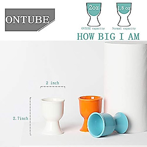 ONTUBE Porcelain Egg Cups,Ceramic Egg Stand Holders for Hard Boiled Eggs Set of 8,MixColor