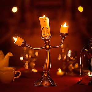 Beauty and The Beast Lumiere Candelabra Lamp, 12.6 inch Beauty and The Beast Lumiere Statue, for Wedding Table and Christmas Party Home Decoration