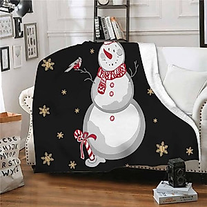 AOYEGO Let It Snow Toddler Blanket Christmas Snowman Red and White Hat Golden Snowflake Cute Bird Bed Blankets for Boys Girls Crib Blanket Lightweight Soft 30"x40"