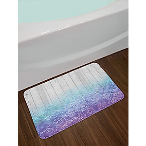 Ambesonne Garden Bath Mat, Dreamy Abstract Garden Perennial Petals Branches in Pastel Colors Art Print, Plush Bathroom Decor Mat with Non Slip Backing, 30.2" x 20", Lavender Blue