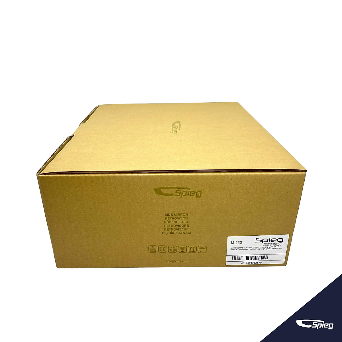 Spieg CH1320417 Driver Side Mirror for 2014-2021 Ram Promaster 1500 2500 3500 | Left Side View Mirror Assembly Manual Adjustment Non-Heated Turn Signal Light Temp Sensor | Textured Black Cover 4 Pins