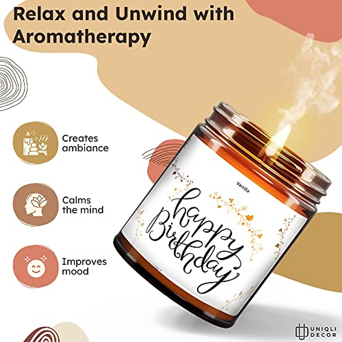 Happy Birthday Candles, Happy Birthday Gifts for Women Friendship, Unique Best Friend Happy Birthday Candles Gifts for Women Mom, Soy Wax Non Toxic Candle and Aromatherapy Candles, Valentines Day