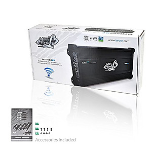 Lanzar Amplifier Car Audio, 3,000 Watt, 5 Channel, 2 Ohm, Bridgeable 4 Ohm, MOSFET, RCA Input, Bass Boost, Mobile Audio, Amplifier for Car Speakers, Car Electronics, Wireless Bluetooth (HTG558BT)