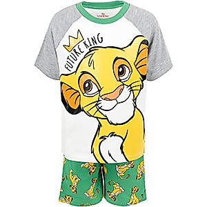 Disney Lion King Simba Toddler Boys Graphic T-Shirt French Terry Shorts Set Green/White 5T
