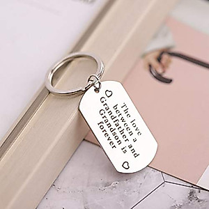 Gift Keychain for Grandpa Grandfather from Grandson the Love Between a Grandfather and Grandson is Forever Key Rings for papa Christmas Birthday Gifts for Grandson Granddad