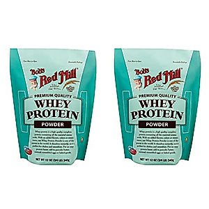 Bob's Red Mill Whey Protein Powder 12ounce Package May Vary, Red, unflavored, 12 Ounce (Pack of 2)