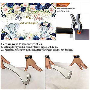 Avezano Navy and Blush Elephant Gender Reveal Backdrop He or She Navy Blue Blush Pink Floral Elephant Gender Reveal Photography Background Pregnancy Reveal Surprise Boy or Girl Party Decoration(7x5ft)