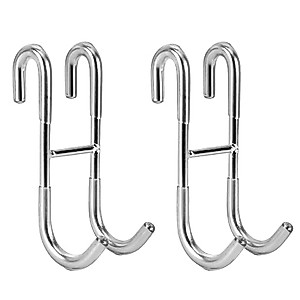 Simtive Shower Door Hooks (2-Pack), Towel Hooks for Bathroom Frameless Glass Shower Door, Shower Squeegee Hooks, Silver