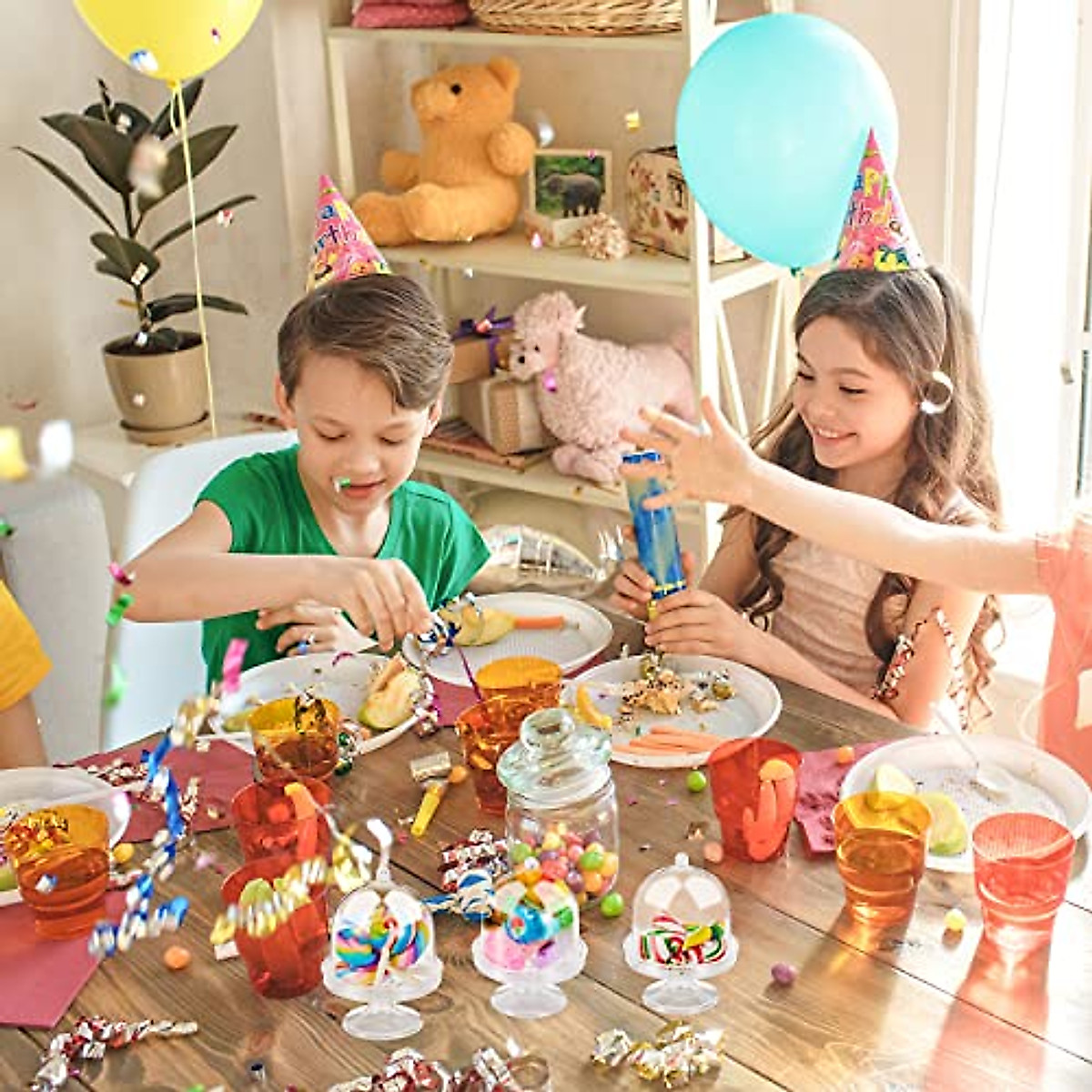 48 Pieces Mini Plastic Cupcake Stand with Lid Tiny Cupcake Stand Round Cake Stand Mini Cake Holder with Lid Cake Display Stand with Cover Mini Candy Box for Candy Dessert Chocolate (Clear)