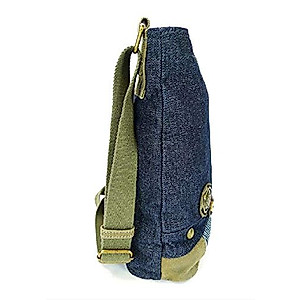 Chala Patch Cross-Body Women Handbag, Blue Denim Canvas Messenger Bag - New Butterfly - Denim