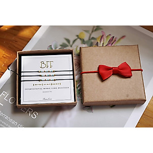 RareLove 3 Pieces BFF Friendship Morse Code Bracelet Birthday Best Friends Gift For 3 Women Blue White Tiny Pony Seed Beads Black String Bracelets