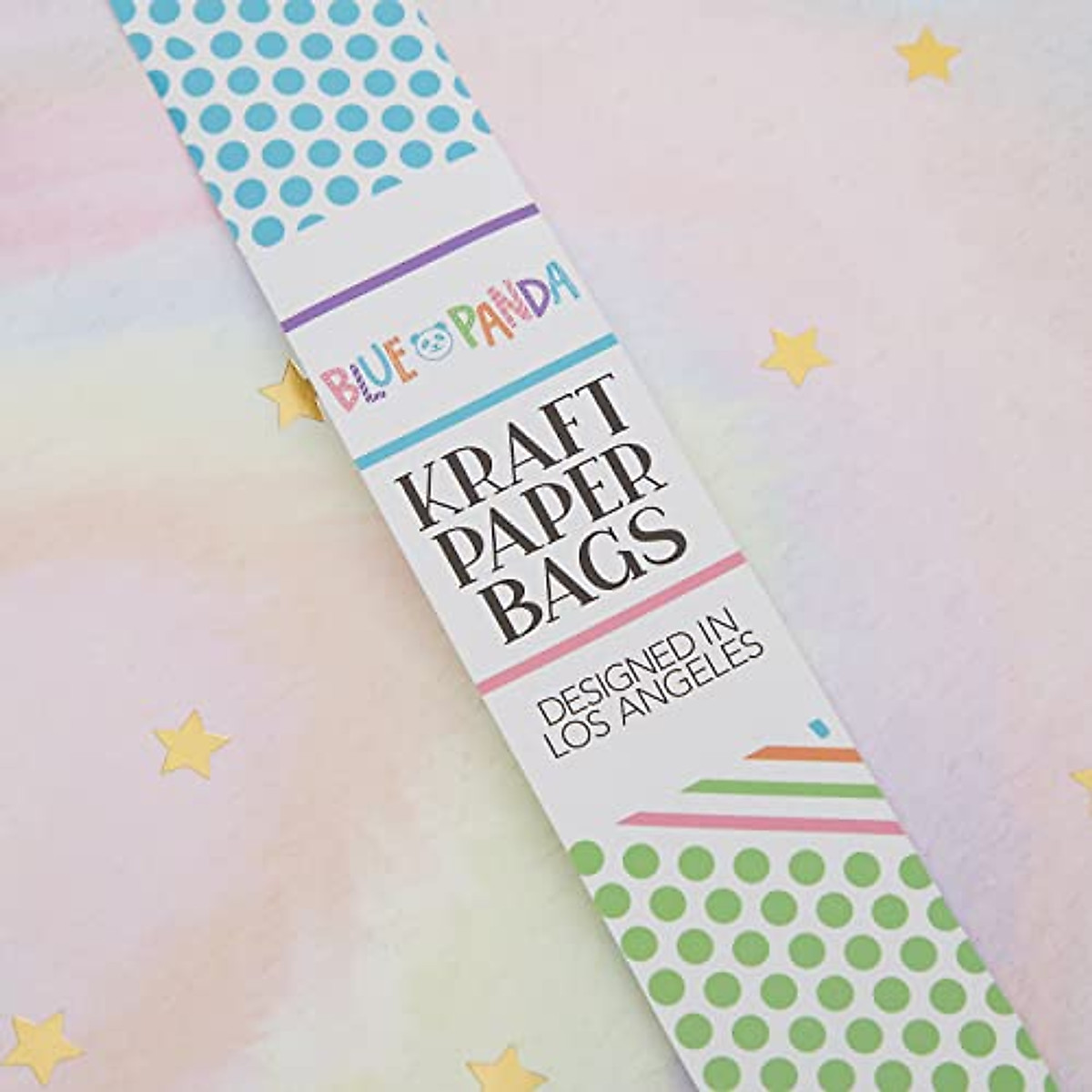 BLUE PANDA 24 Pack Pastel Tie Dye Paper Gift Bags with Handles for Boutique and Small Business Supplies (10 x 8 x 4 In)