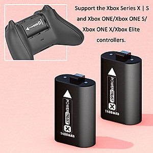 PowerTrust 2X 1400mAh Rechargeable Battery for Xbox Series X, Xbox One, Xbox One S, Xbox One X, Xbox One Elite Controller