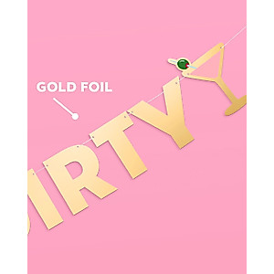 xo, Fetti Extra Dirty Martini Gold Foil Banner - 5 Ft. | Bachelorette Decoration, Birthday Party Sign, Casino Decor, Girl Cocktail Backdrop, Vegas Photo Booth Background