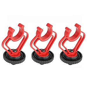 BOYA Triple Mount Brackets ABS Plastic with Shoe Mount Adapter in Red & Black for BY-MM1 Mini Cardioid Shotgun Microphone and other Brand Similar Shotgun Microphones (3 pack)
