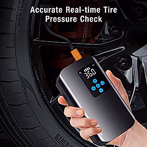 Nulksen Tire Inflator Portable Air Compressor, 150 PSI Cordless Air Pump with 7800mAh Battery, Tire Pump with Pressure Gauge for Car Bicycle Motorcycle Ball, Electric Bike