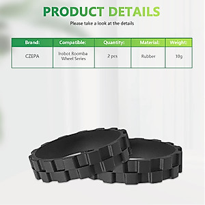 Czepa 2 Parks Tires for Irobot Roomba Wheel Series 500, 600, 700, 800 and 900 e5 e6 i7, Replacement for All IROBOT roomba Models (2 Packs)
