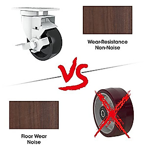 Jack Boss 3 Inch Caster Wheels Swivel (Set of 4) Heavy Duty 360 Degree Swivel Top Plate Castors with Brake No Noise Floor Protection 1800lbs