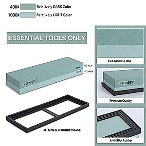 KEENBEST Actual Grit Premium Material Sharpening Stone 2 Side 400 1000 Whetstone Set Kitchen Knife Sharpener Stone Wet Stones for Sharping Knives Kit with Non-slip Rubber Base