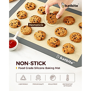 Silicone Baking Mat, Katbite Large Baking Mat Set of 3-2 Half Sheets Mats (11 5/8" x 16 1/2") + 1 Quarter Baking Sheets, Reusable & Nonstick Bakeware Mats for Cookies, Macarons, Bread and Pastry