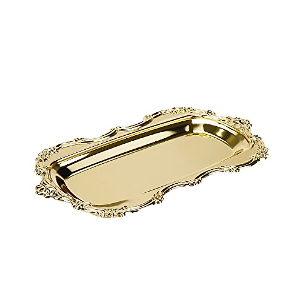 KUMGROT Fancy Serving Tray Tea Coffee Serving Tray Vintage Jewelry Organizer Elegant Dessert Platter Candy Table Supplies for Birthday Party Wedding Gold