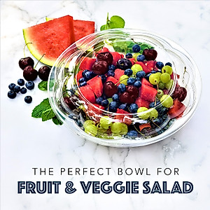 Green Direct 64 oz. Salad Containers with Lids - Pack of 10 | Clear Plastic Salad Bowls for Lunch, Serving, and Mixing