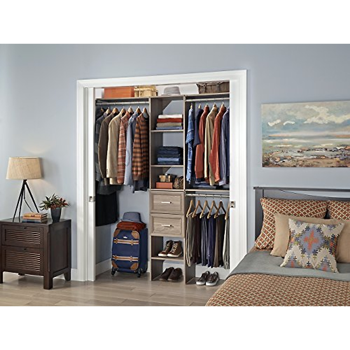 ClosetMaid SuiteSymphony Closet Organizer with Shelves and 2 Drawers, 16-Inch-Natural Gray