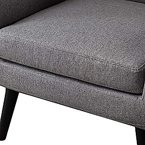 Accent Chairs for Living Room, Living Room Chairs, Mid Century Modern Fabric Chairs, Arm Chairs, Dark Gray, Set of 1