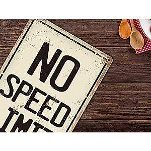 ALREAR No Speed Limit Signs Vintage Reproduction Funny Garage Man Cave Metal Sign Aluminum 8 x 12 inches