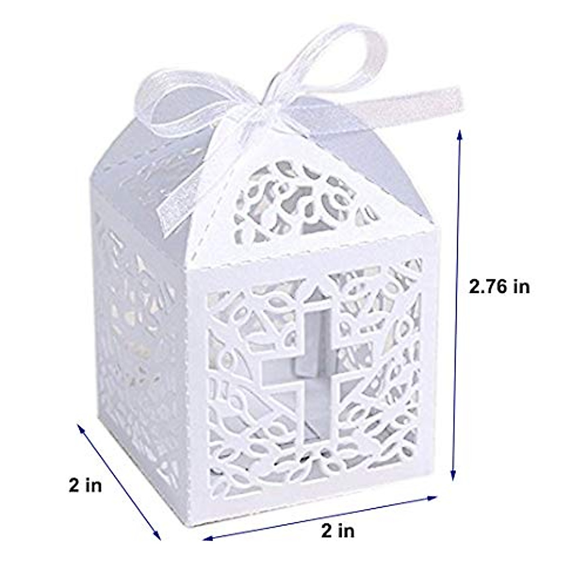 Sohapy 50Pcs Baptism Christening Favor Boxes Candy Boxes Bag Gift Box Baby Shower Favor for Baby Cute Birthday Decoration Shower Party decoration Supplies (white)