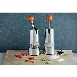 Kuhn Rikon Epicurean Adjustable Ratchet Grinder with Ceramic Mechanism for Salt, Pepper and Spices, 8.5 x 2.75 inches, Stainless Steel