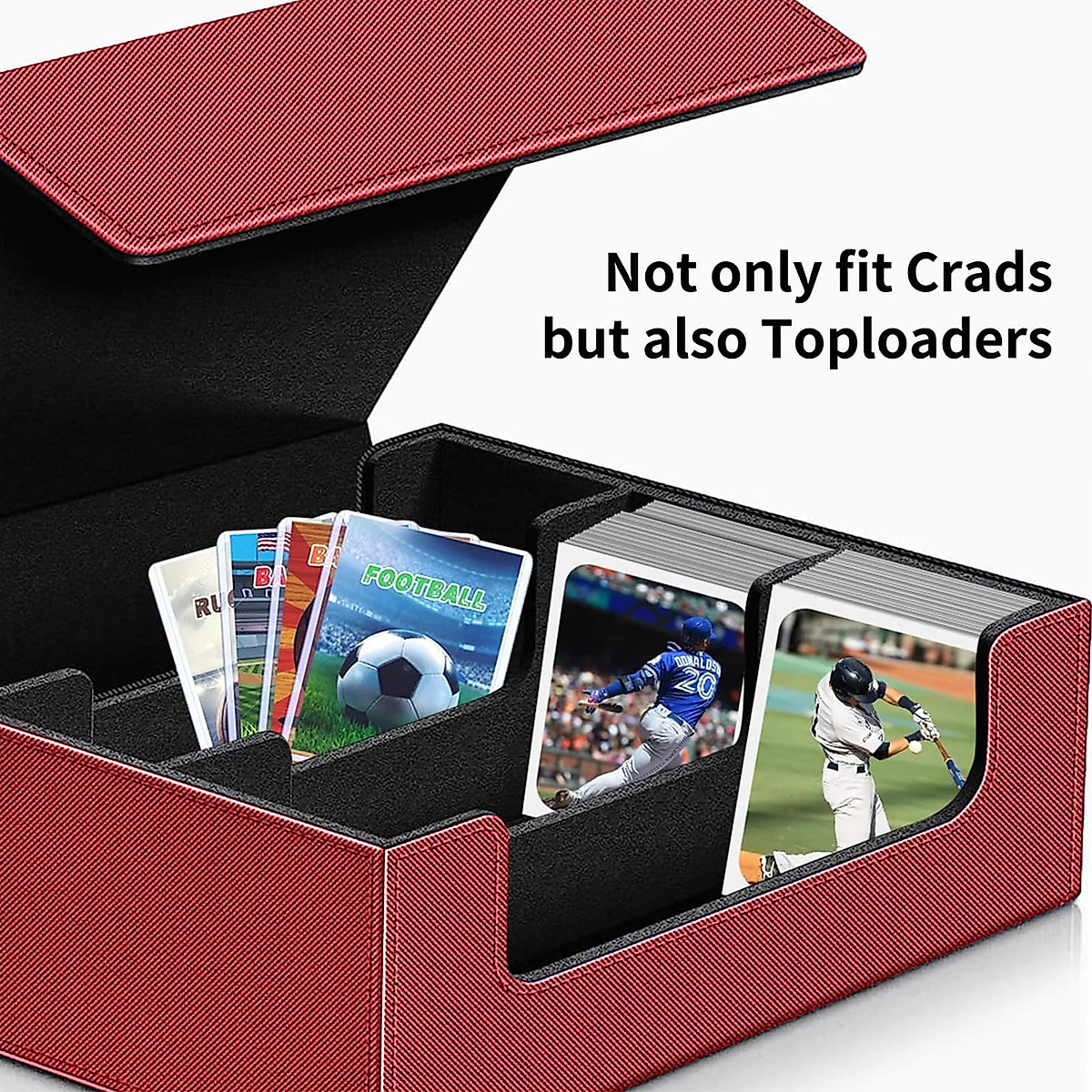 1800+ Trading Card Storage Box, Magnetic Closure Toploaders Storage Box Hold 600+ 35PT 3"x4" Standard Toploaders, PU Leather Card Deck Boxes Fit for MTG,Sport Cards,Game Cards,Business Cards