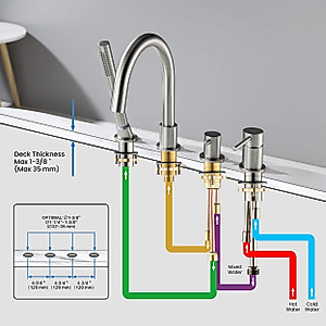 KIBI Circular Single Handle Roman Tub Faucet with Hand Shower Deck Mounted Bathtub Faucet Set with Diverter (Brushed Nickel) (KTF3101)