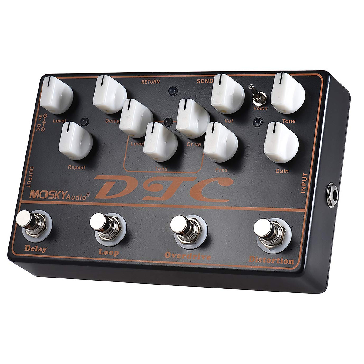 Moskyaudio DTC Multieffects Processor Multi-functional Pedal with Distortion Overdrive Loop Delay Effects in 1 Unit