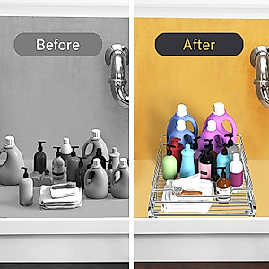 AHNR Pull Out Cabinet Organizer, Heavy Duty Cabinet Pull Out Shelves, Slide Out Cabinet Organizer Storage for Home, Pull Out Drawers for Kitchen Cabinets,12.4" W x 16.5" D