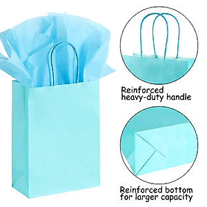 48 Pieces Gift Bags with 48 Tissue Papers, 8 Colors Gift Paper Bags with Handle for Party Supplies, Treat Favor, Birthday Party, Wedding, Gifts and Celebrations Assorted Colors (Rainbow)