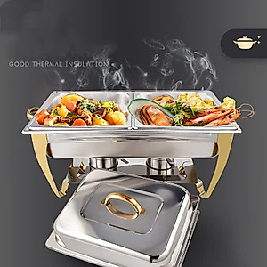 HONHPD 9 Quart Chafing Dish Buffet Set, Stainless Steel Chafing Dishes Silver Rectangular Catering Chafer Warmer with Food Tray Lid and Fuel Holder for Wedding Party Banquet Catering Events