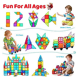 NVHH 100PCS Magnetic Tiles Blocks for Kids Ages 3-5 4-8,STEM Learning Educational Preschool Magnet Building Toys for Toddlers,Christmas Birthday Gifts Toys for 3 4 5 6 7 8+ Year Old Boys Girls
