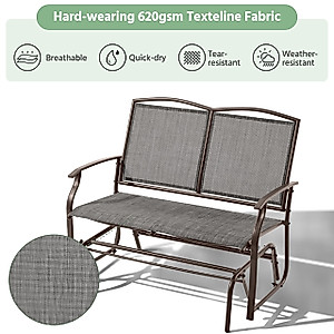 Yaheetech Outdoor Glider 2-Person Outdoor Glider Bench, Patio Glider Chair, Rocking Patio Chairs Outdoor Loveseat for Backyard, Poolside, Garden,Porch, Heavy Duty Steel Frame, Gray