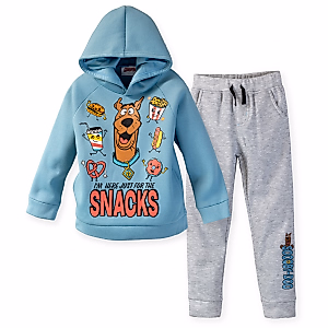 Scooby-Doo Little Boys Fleece Jogger Pullover Hoodie & Pants Set Blue/Grey 7-8